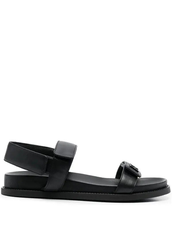 E 'CLAT Emporio Armani Logo Plaque Leather Sandals