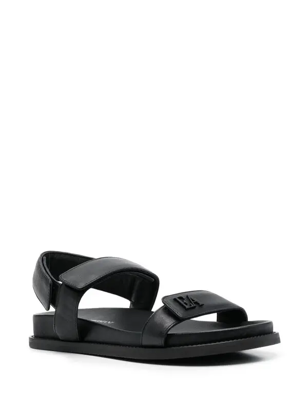 E 'CLAT Emporio Armani Logo Plaque Leather Sandals