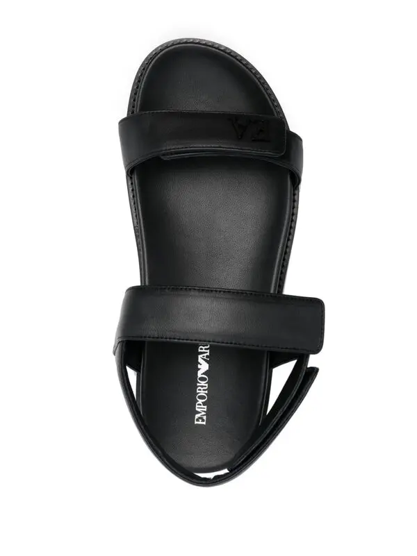 E 'CLAT Emporio Armani Logo Plaque Leather Sandals