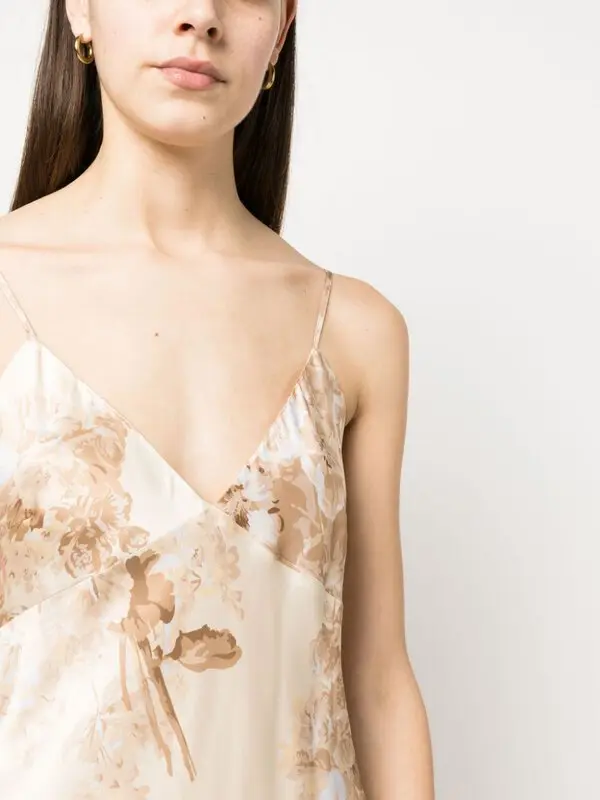 Gold Hawk Chloe Floral-Print Silk Slip Dress - Beige - 42% Off |  Editorialist