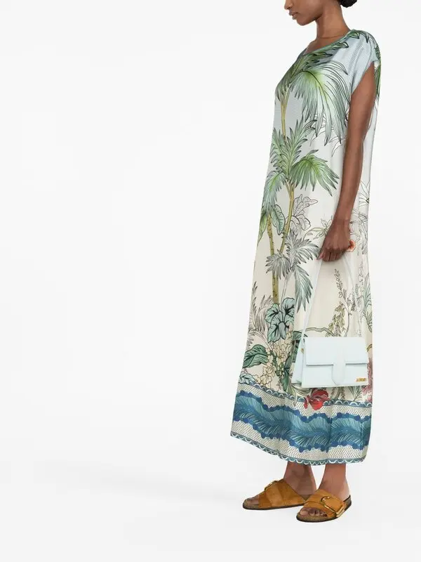 F.R.S FOR RESTLESS SLEEPERS Short Printed Silk Kaftan Dress