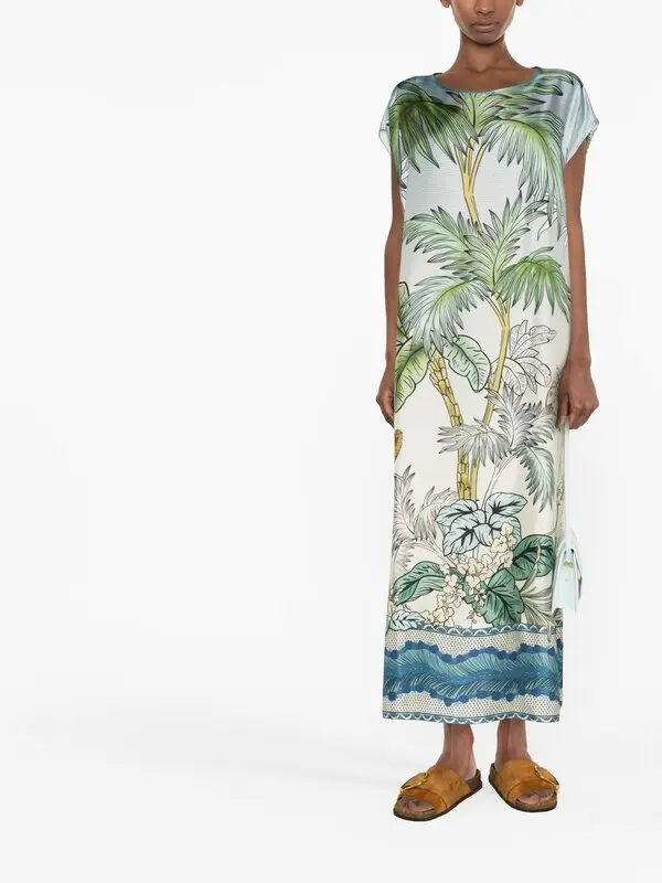 F.R.S FOR RESTLESS SLEEPERS Short Printed Silk Kaftan Dress