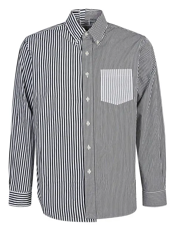 E.L.V. DENIM Contrast Striped Cotton Shirt