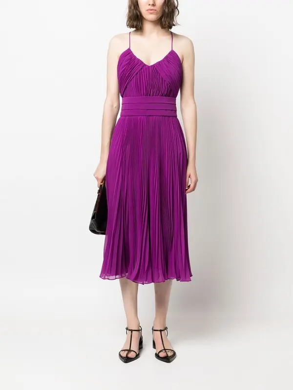 Max Mara Pleated Midi Dress - Purple