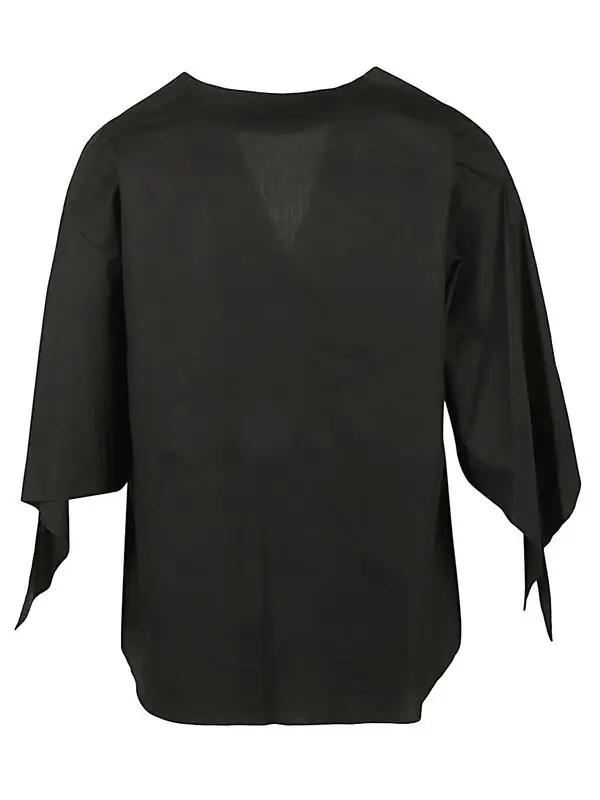 PSOPHIA Cotton V-neck Top - Black