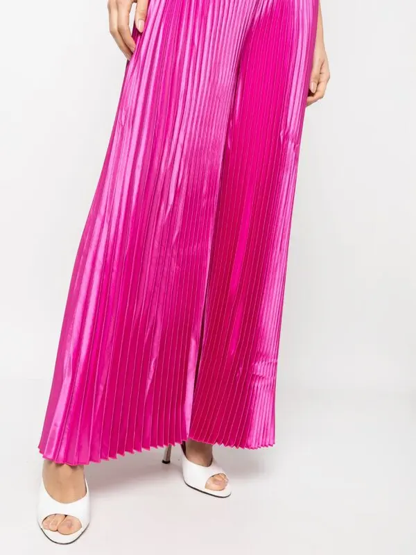 L'IDEE High Waisted Pleated Wide Leg Pants - Fuchsia
