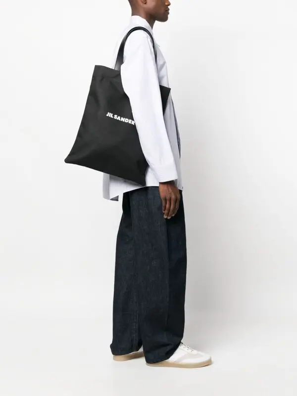 JIL SANDER Logo Print Tote - Black