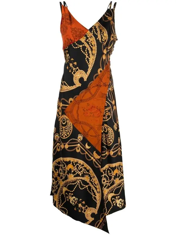 MARINE SERRE Printed Silk Slip Dress