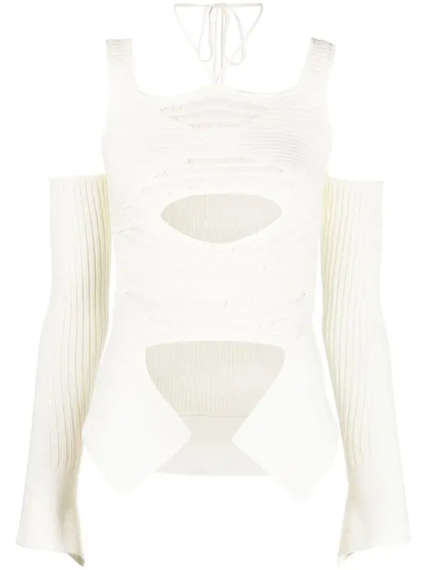 ANDREĀDAMO Knit Ribbed Top - White