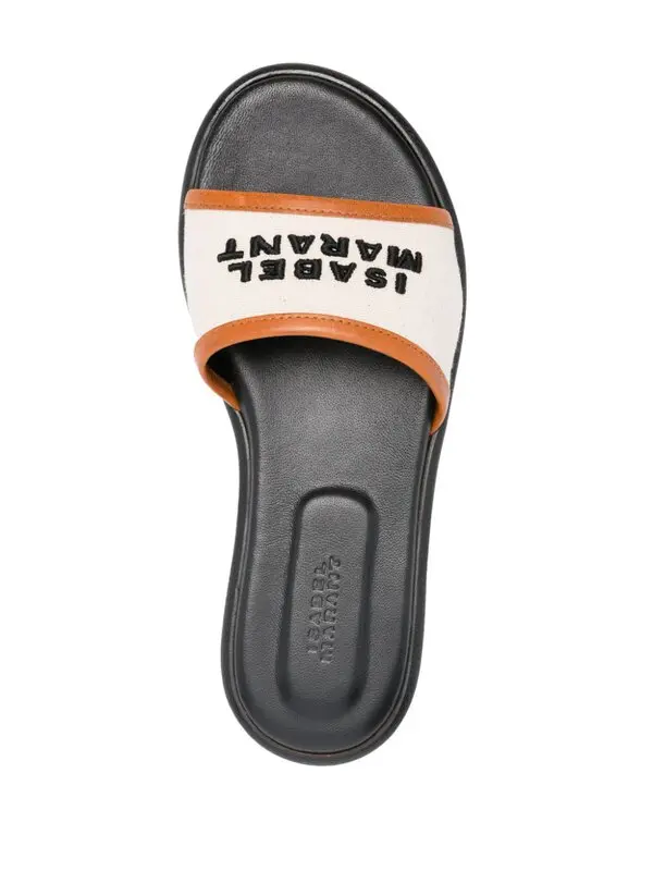 Isabel Marant Étoile Vikee Logo Flat Sandals - Leather Brown