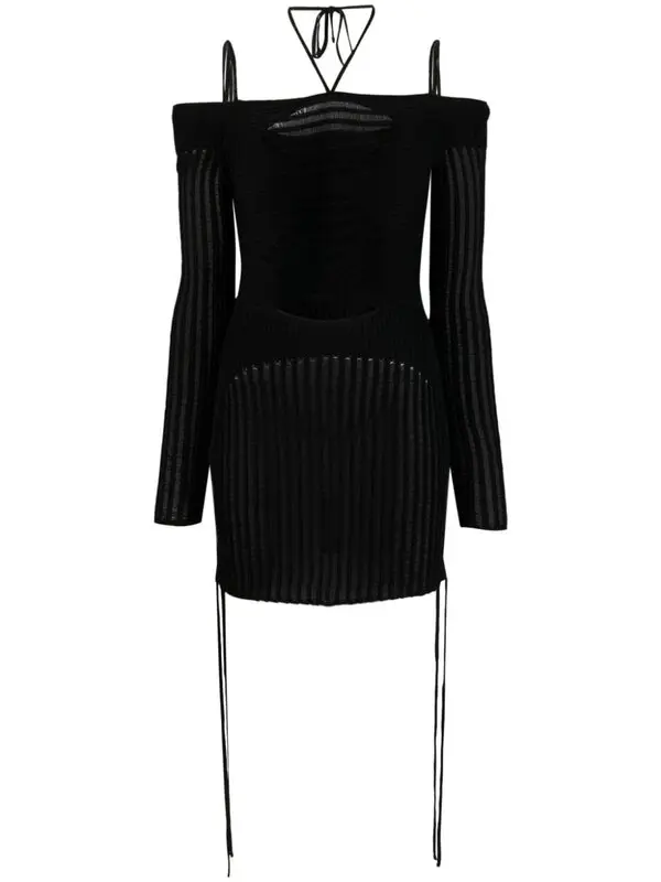 ANDREĀDAMO Knit Ribbed Mini Dress - Black