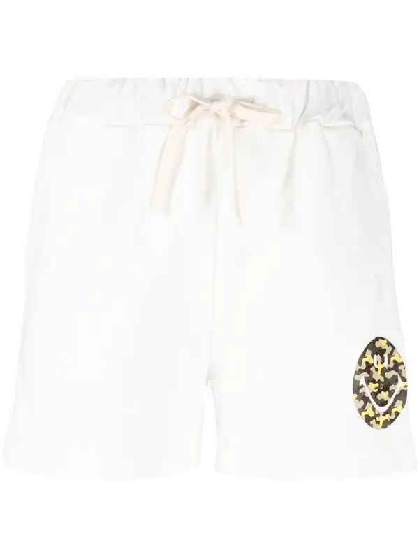 Joshua Sanders Smiley Logo Camouflage Shorts - White