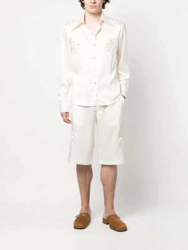 BLUEMARBLE Embroidered Satin Shorts - White