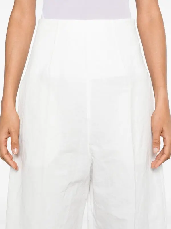 Sportmax Linen And Cotton Blend Wide Leg Trousers - White