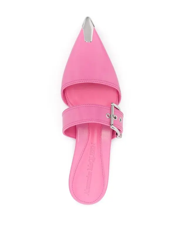 Alexander McQueen Buckled Leather Mules - Pink
