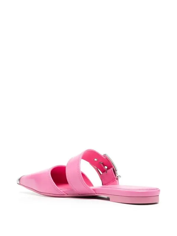 Alexander McQueen Buckled Leather Mules - Pink