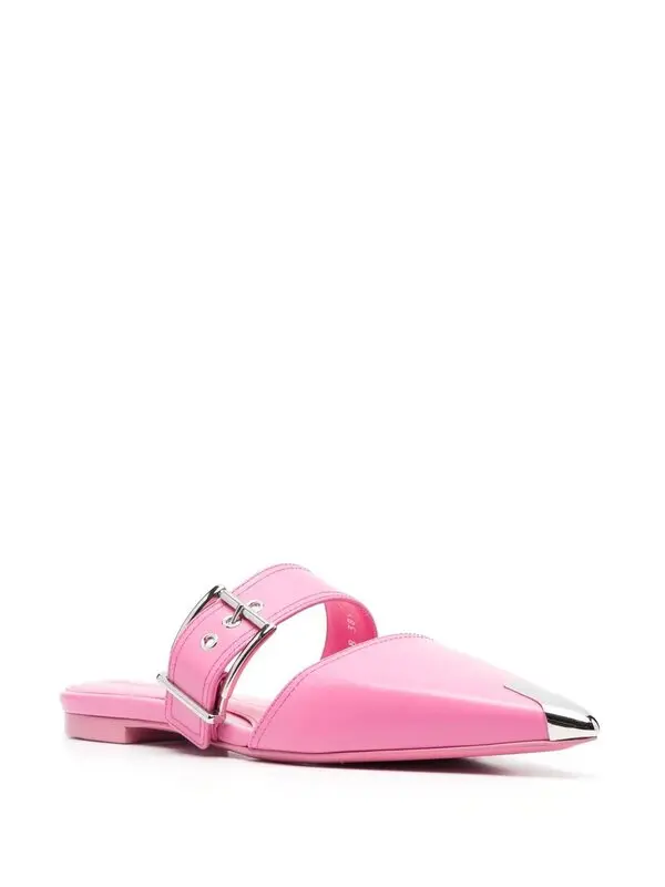 Alexander McQueen Buckled Leather Mules - Pink