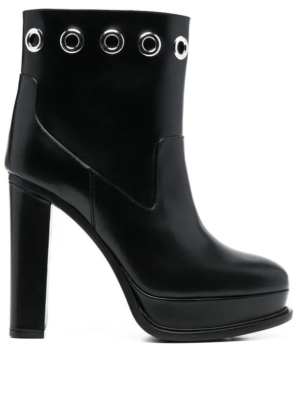 Alexander McQueen Leather Platform Ankle Boots