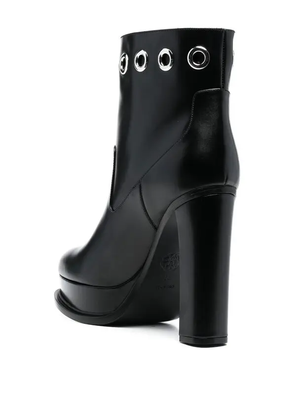 Alexander McQueen Leather Platform Ankle Boots
