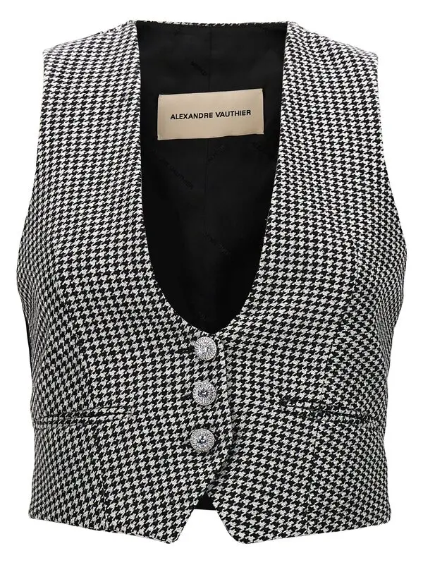 Alexandre Vauthier Houndstooth Waistcoat - White/black