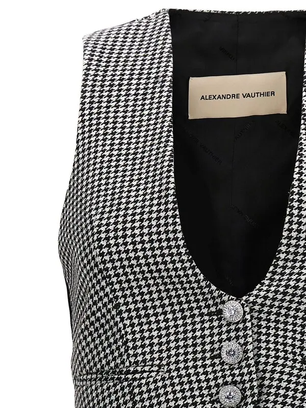 Alexandre Vauthier Houndstooth Waistcoat - White/black