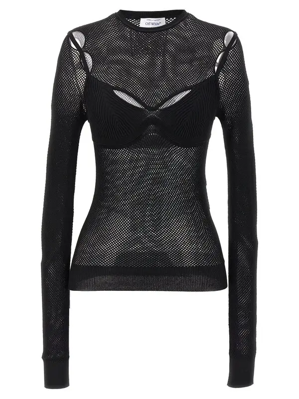 Off White Net Arrow Bralette' Top - Black