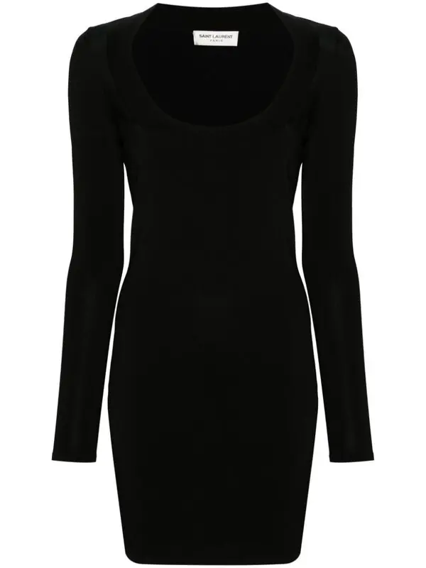 Saint Laurent Knitted Mini Dress - Black