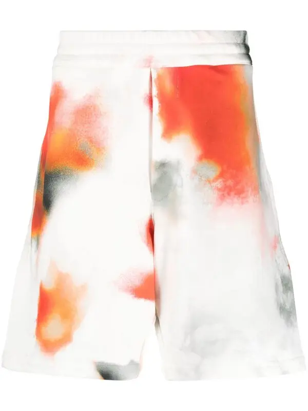 Alexander McQueen Obscure Flower Cotton Shorts - White