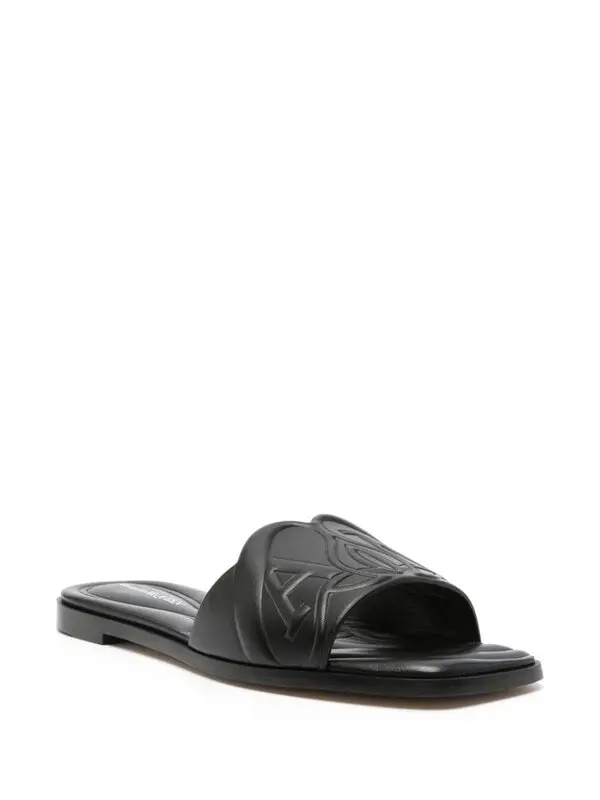 Alexander McQueen Seal Leather Flat Sandals - Black
