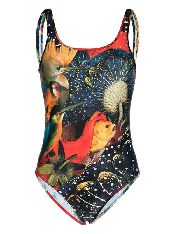 Alexander McQueen Graphic-print Jersey Swimsuit - Multicolour