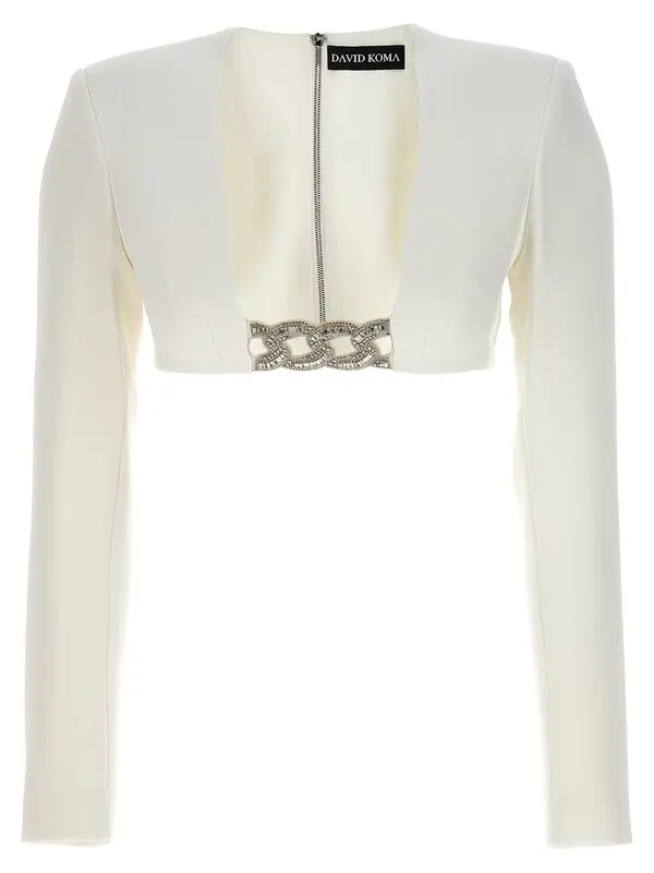 David Koma 3d Crystal Chain Top - White