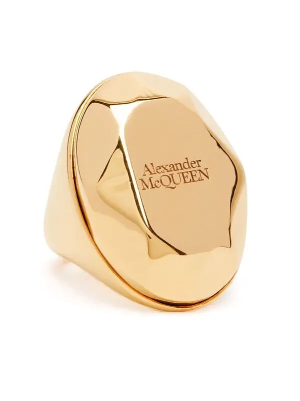 Alexander McQueen Faceted Stone Logo Ring