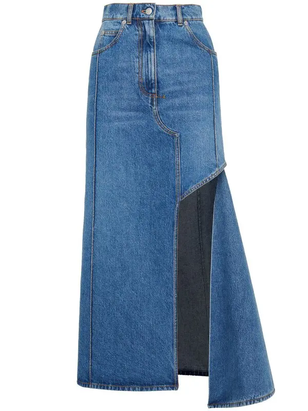 Alexander McQueen Denim Midi Skirt - Blue