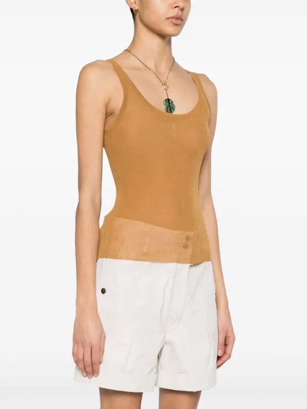 Max Mara Silk Tank Top - Leather Brown