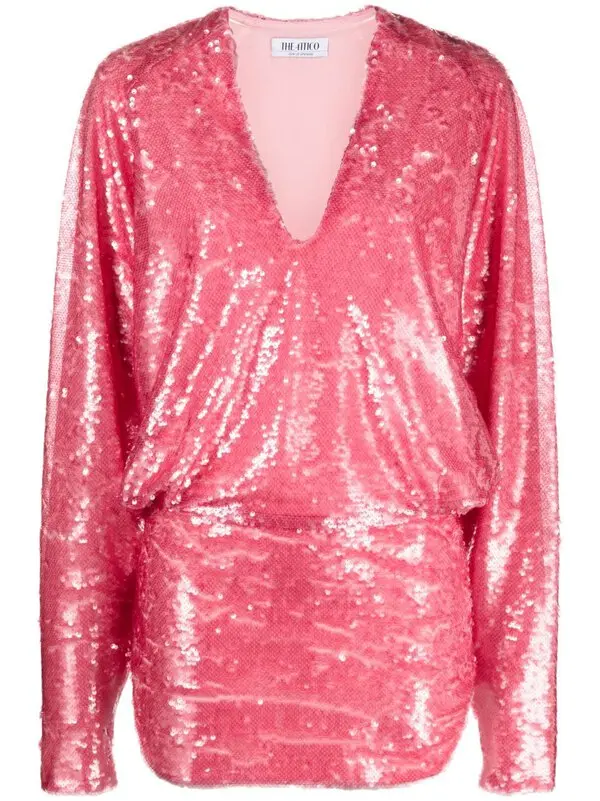Attico Gael Sequin Mini Dress - Pink
