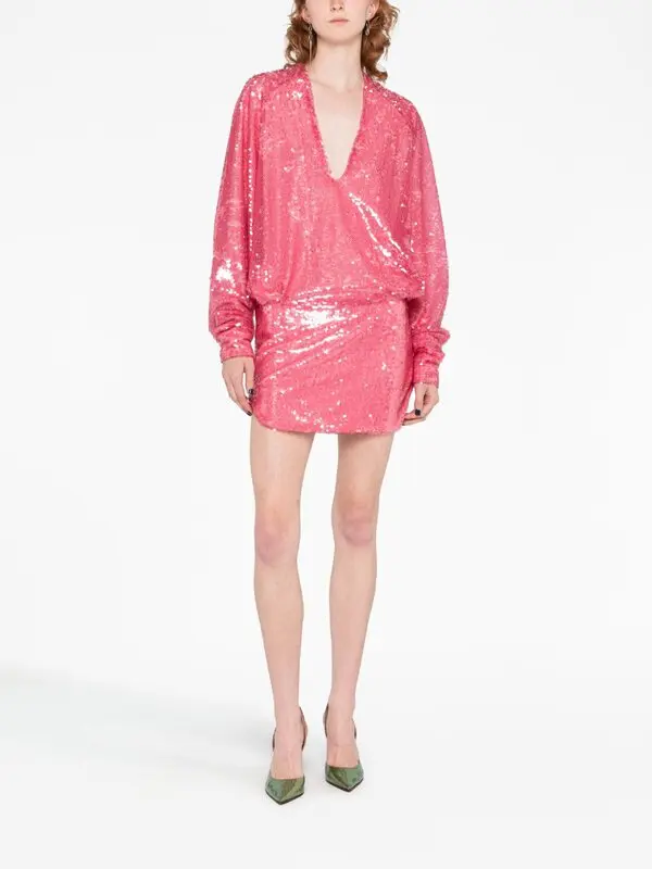 Attico Gael Sequin Mini Dress - Pink