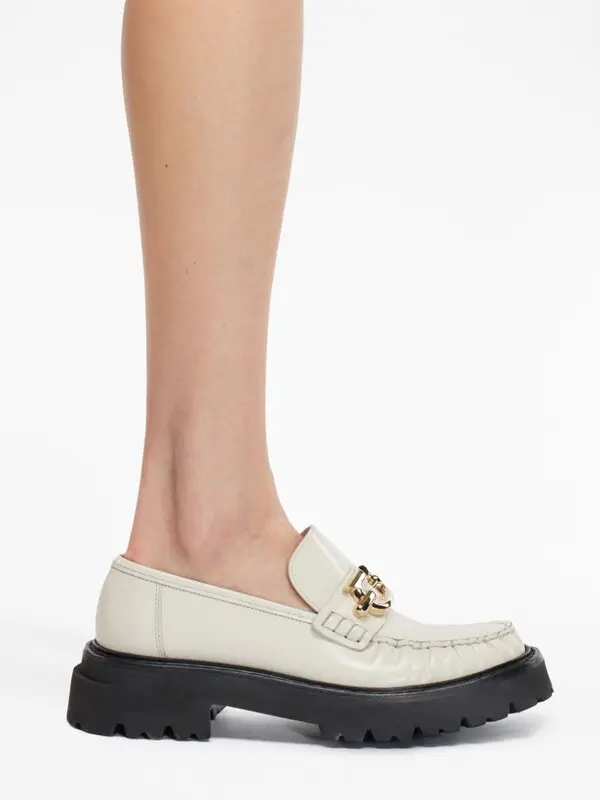 FERRAGAMO Gancio Leather Loafers - White