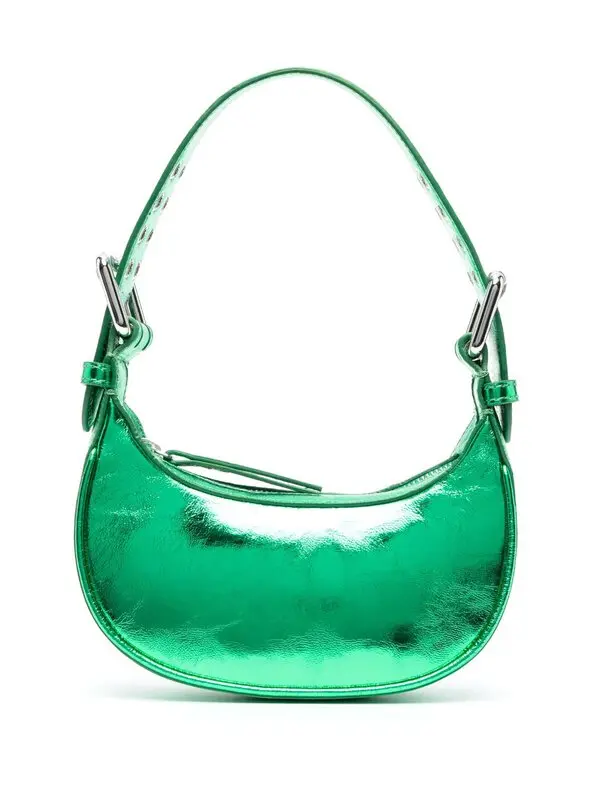 By Far Mini Soho Metallic Leather Shoulder Bag - Green