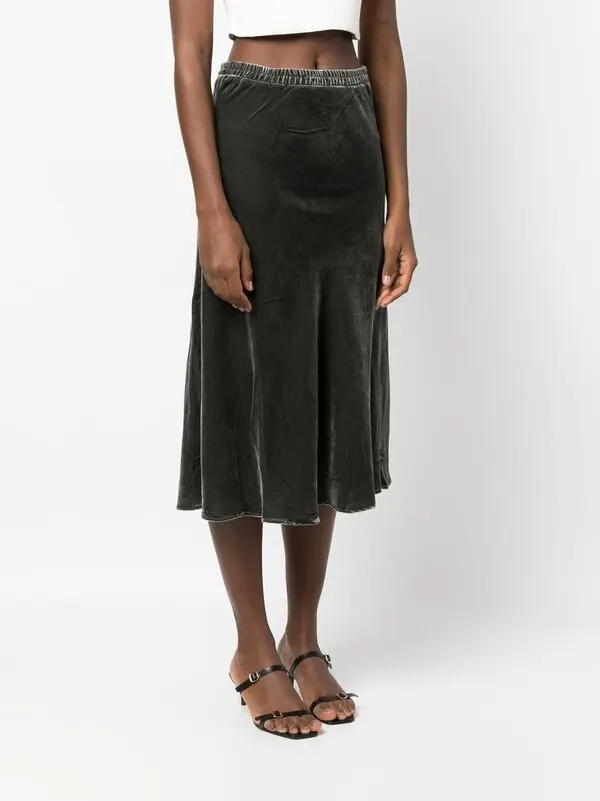 Gold Hawk Velvet Maxi Skirt - Grey