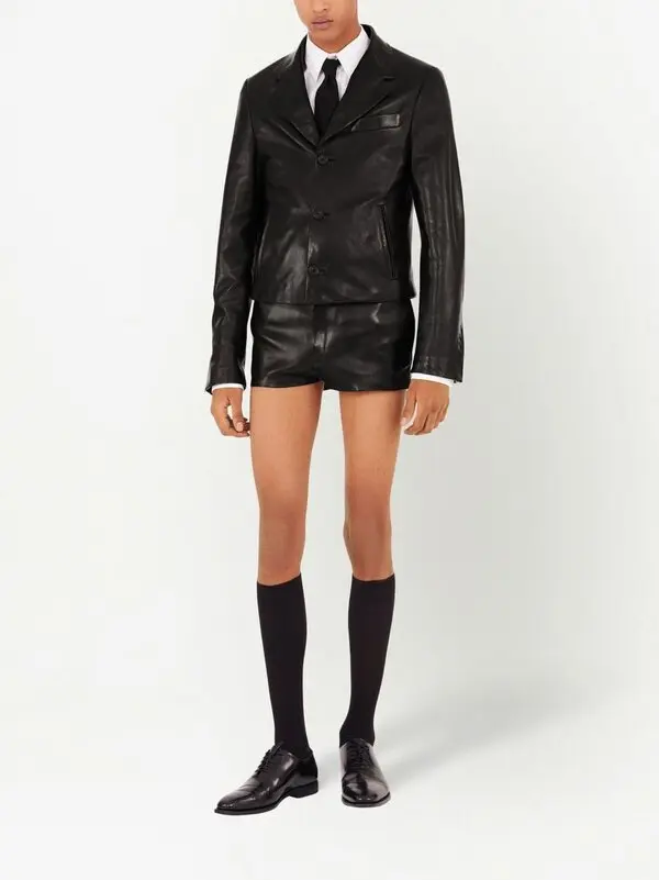 FERRAGAMO Nappa Leather Blazer - Black