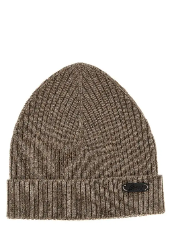 Brioni English Ribbed Beanie - Beige