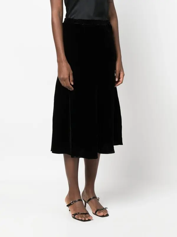 Gold Hawk Velvet Maxi Skirt - Black