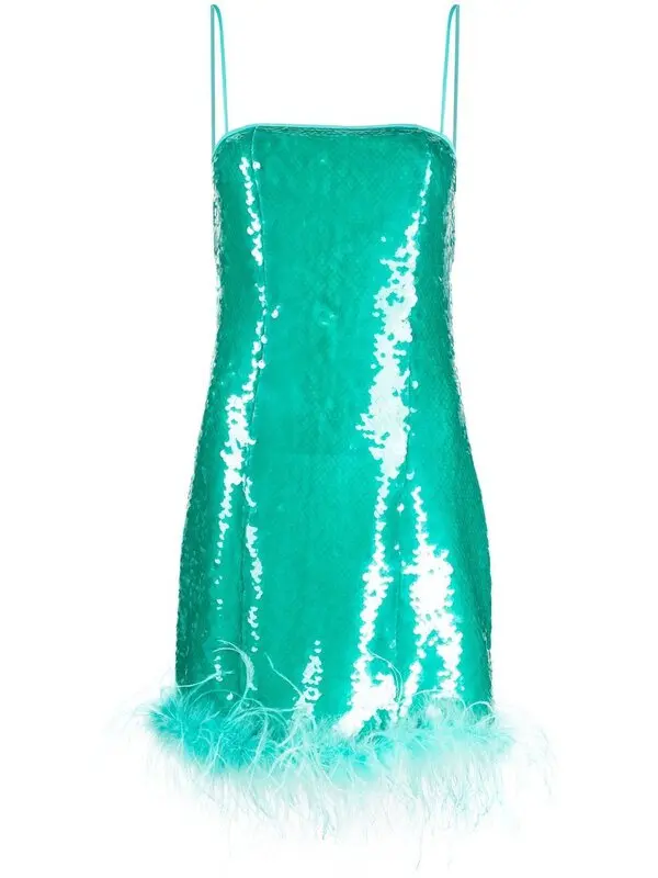 Giuseppe Di Morabito Feather-trimmed Mini Dress - Clear Blue