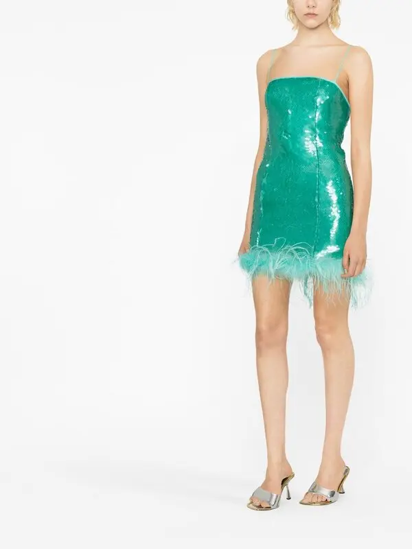 Giuseppe Di Morabito Feather-trimmed Mini Dress - Clear Blue