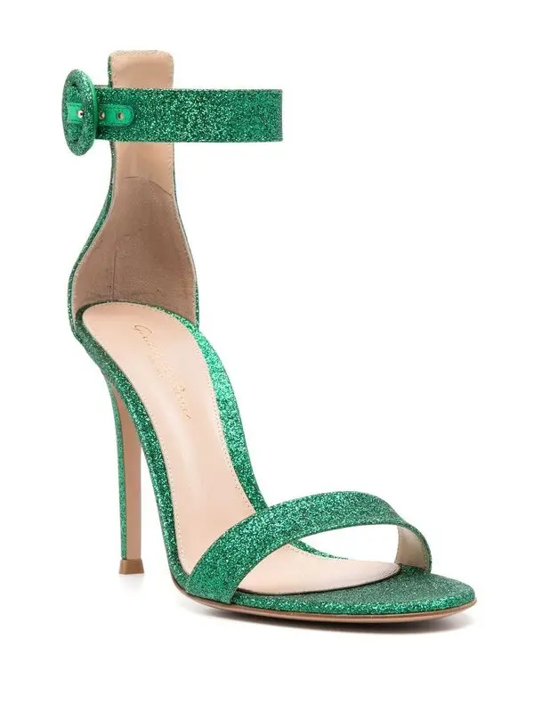 GIANVITO ROSSI Portofino Starlight High Heel Sandals - Green