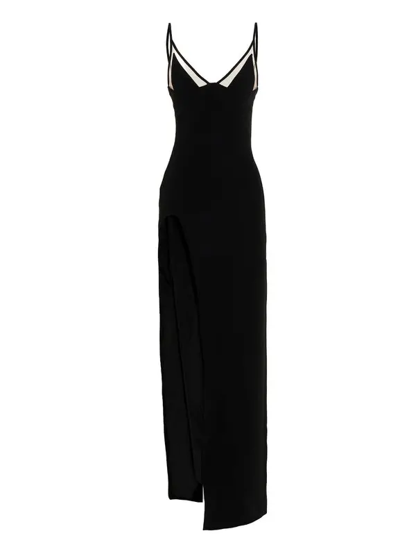 David Koma Open Leg Cami' Long Dress - Black