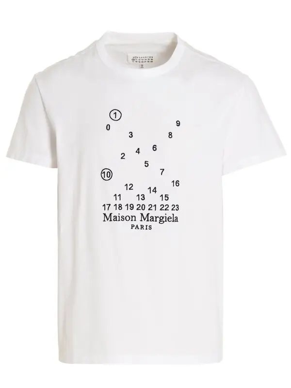 MAISON MARGIELA Logo Embroidery T Shirt - White/black