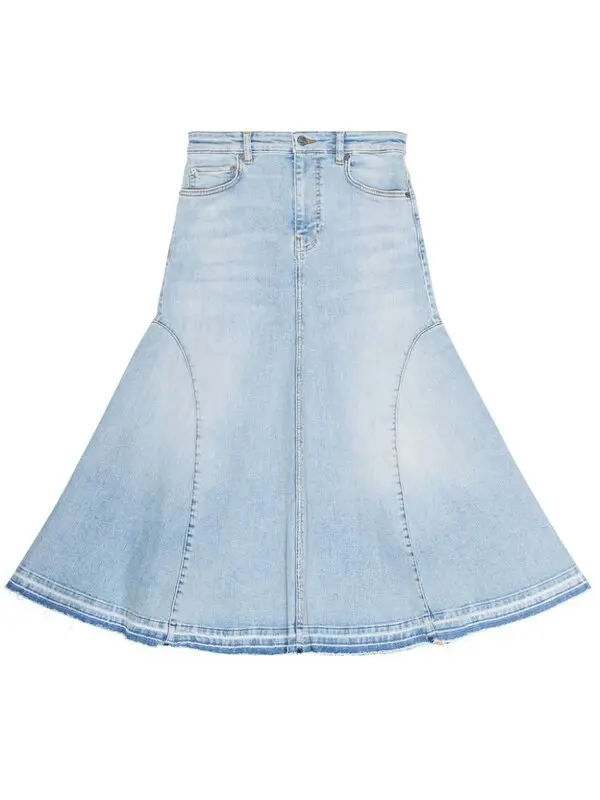 GANNI Organic Cotton Denim A-line Skirt - Clear Blue