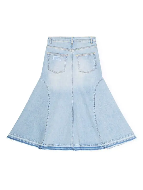 GANNI Organic Cotton Denim A-line Skirt - Clear Blue