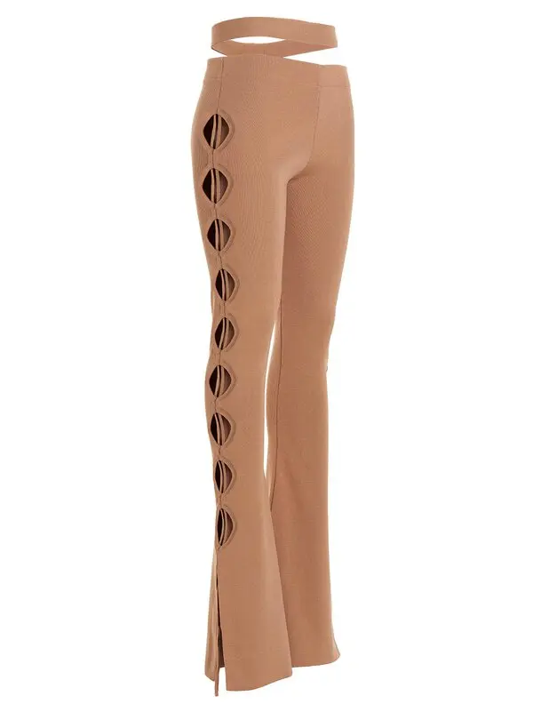 ANDREĀDAMO Cut-out Flared Pants - Beige